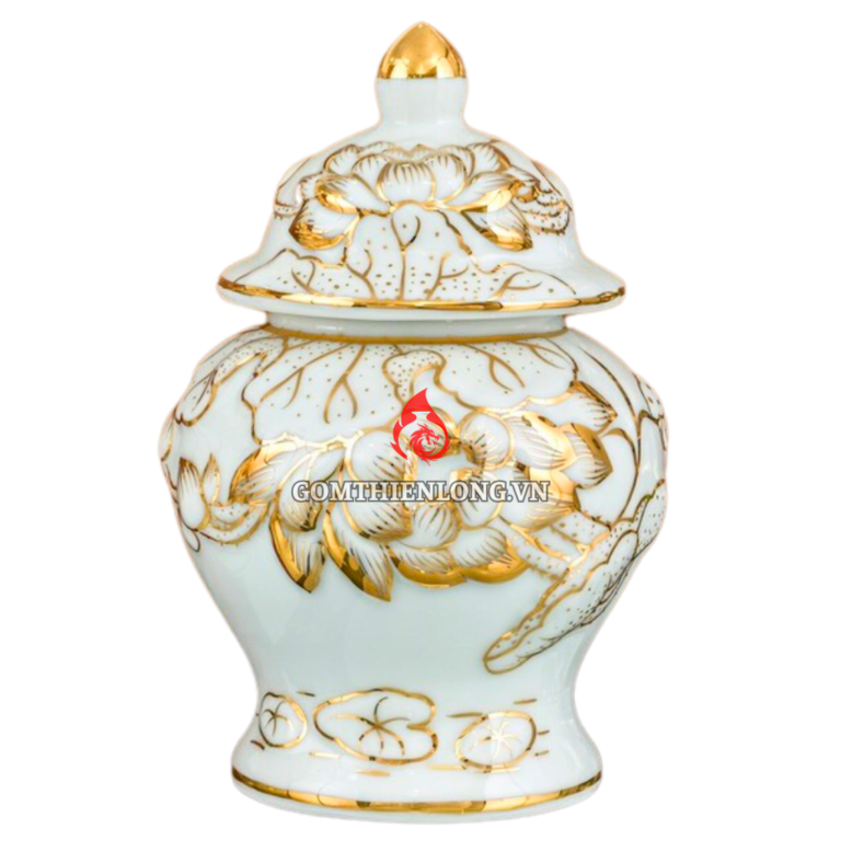 Chóe Thờ Bát Tràng Vẽ Vàng Hoàng Kim Khắc Nổi Hoa Sen 230254